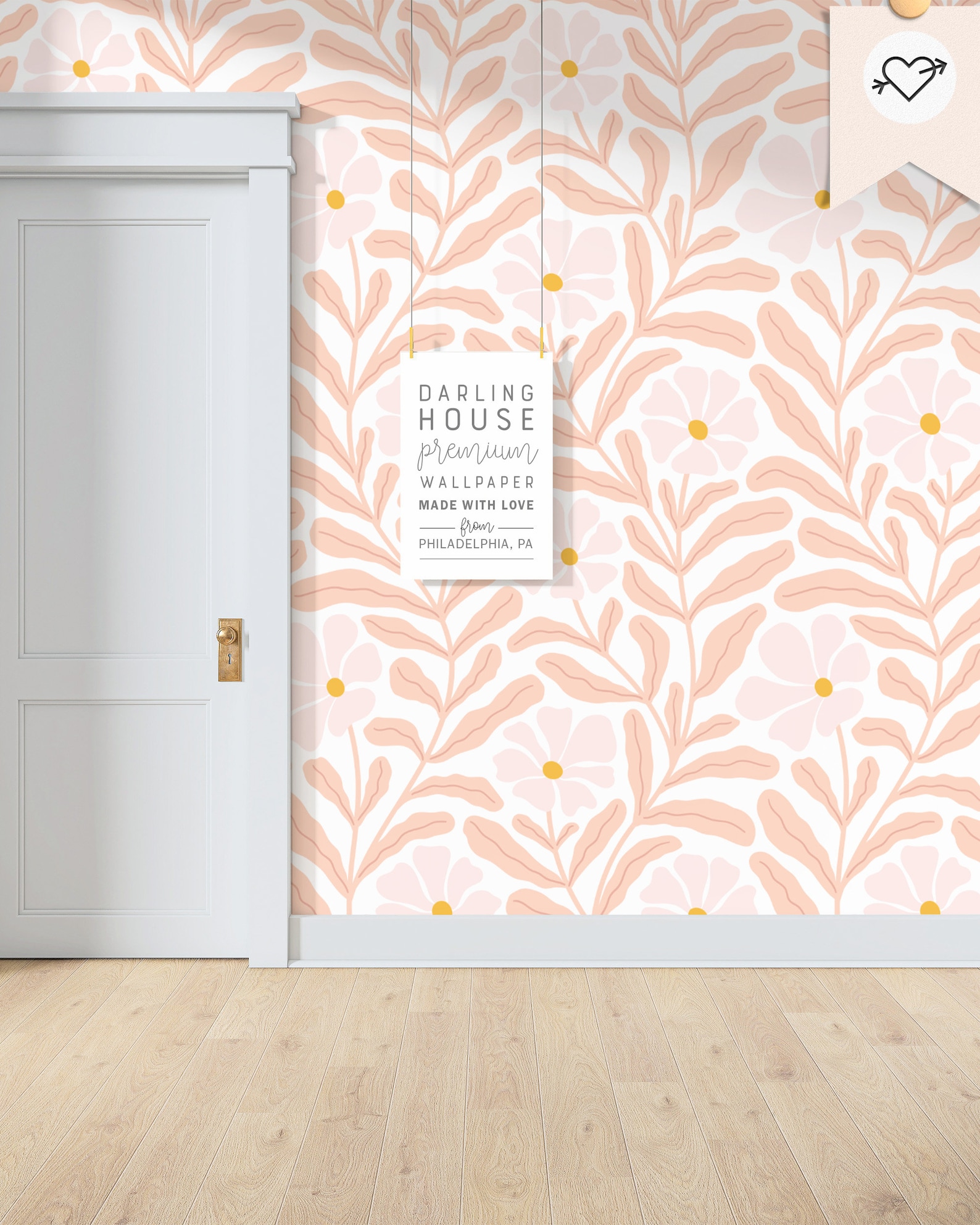 Large Blush Pink Daisy Floral Wallpaper | Removable Peel Stick | Bright ...