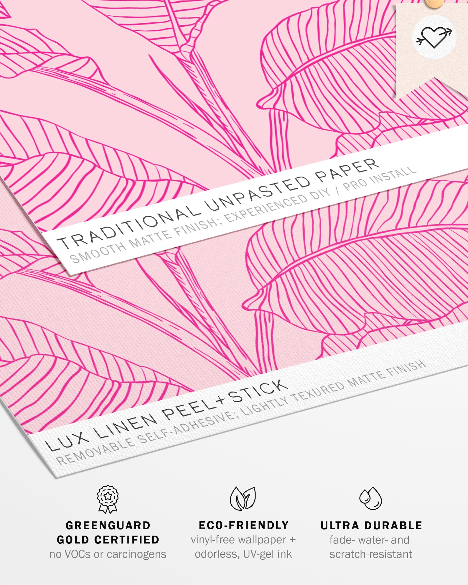 Hot Pink Tropical Banana Leaf Wallpaper | Removable Peel Stick ...