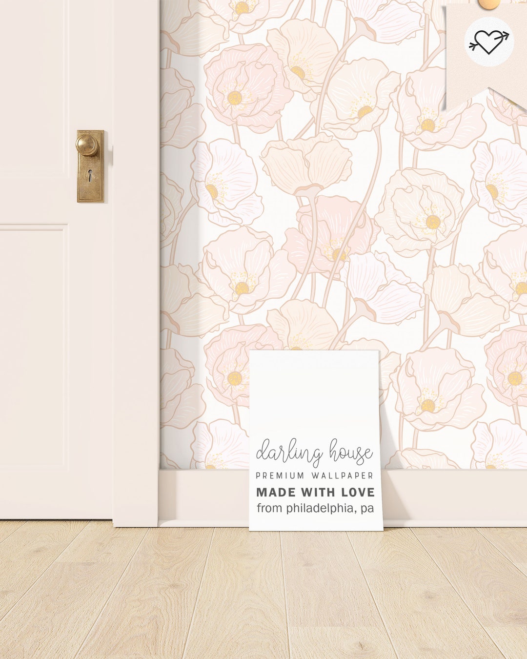 Blush Pink Poppy Floral Wallpaper | Removable Peel Stick | Unpasted ...