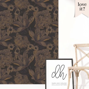 Vintage Floral Black Wallpaper Premium Removable Peel and - Etsy