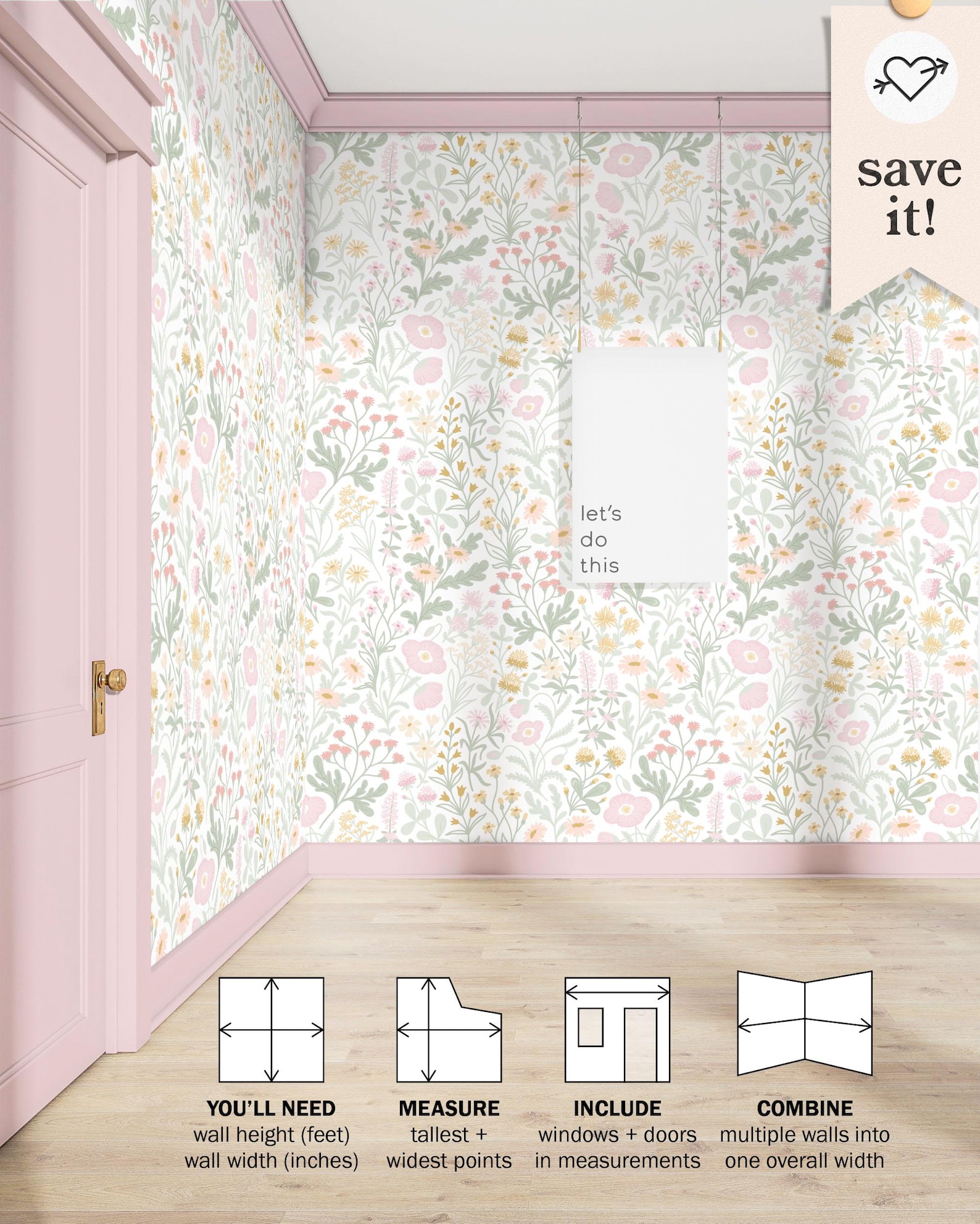 Large Pink Floral Wallpaper | Removable Peel Stick, Prepasted, Unpasted ...
