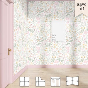 Large Pink Floral Wallpaper | Removable Peel Stick, Prepasted, Unpasted ...