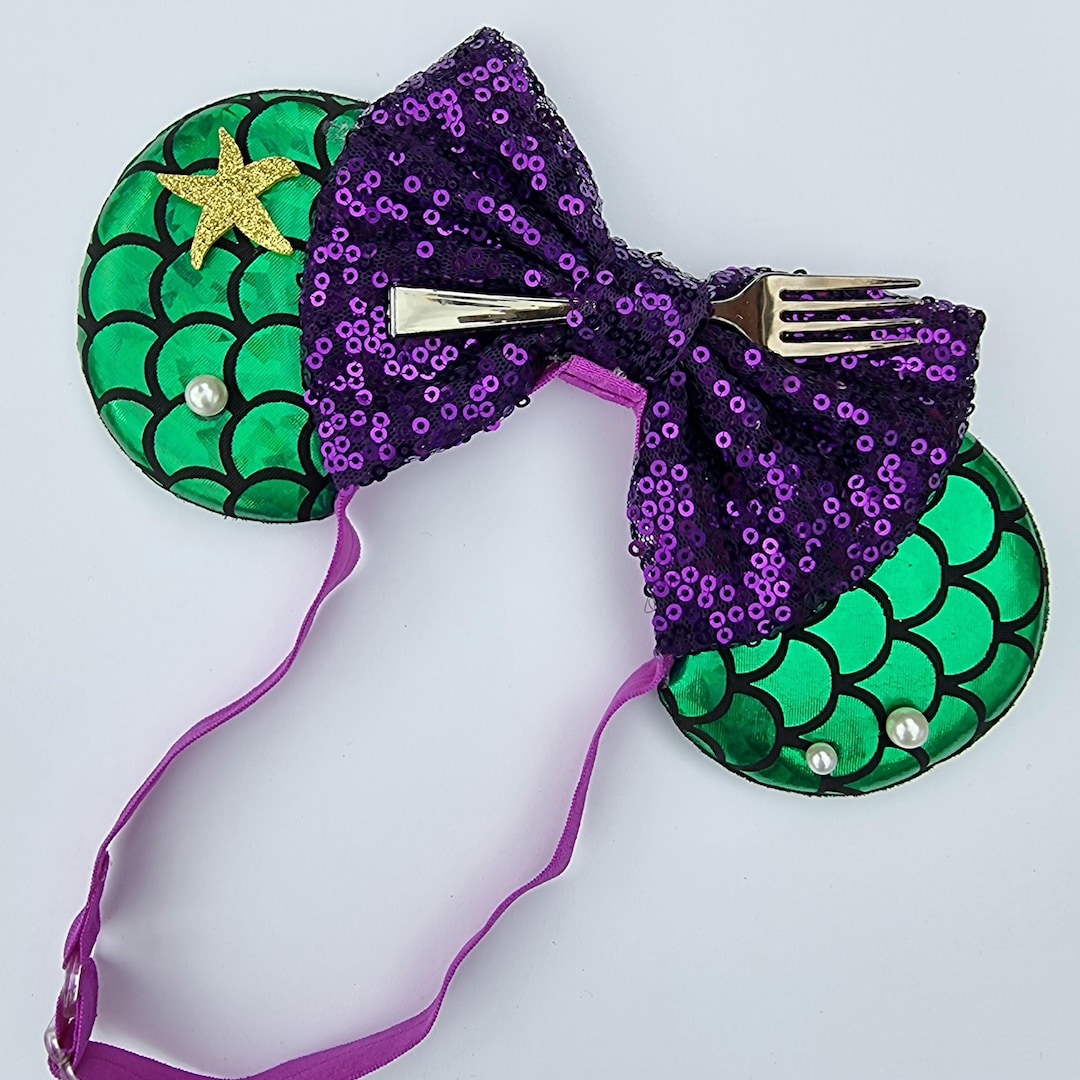 Little Mermaid Ariel Minnie Ears, Elastic Headband, Suitable for Adults ...