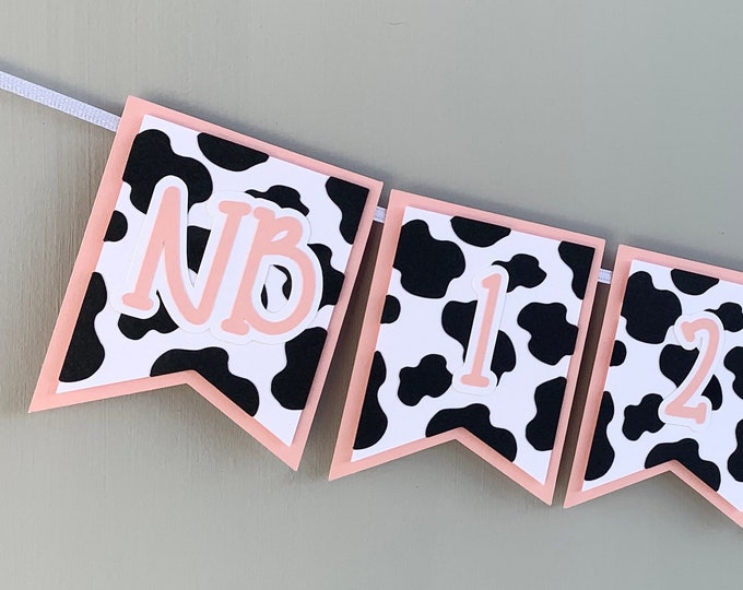 Holy Cow Im One Pink Cow Monthly Photo Banner Prop Birthday - Etsy
