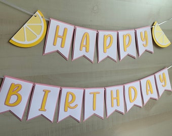 Happy Birthday Lemon Banner - Etsy