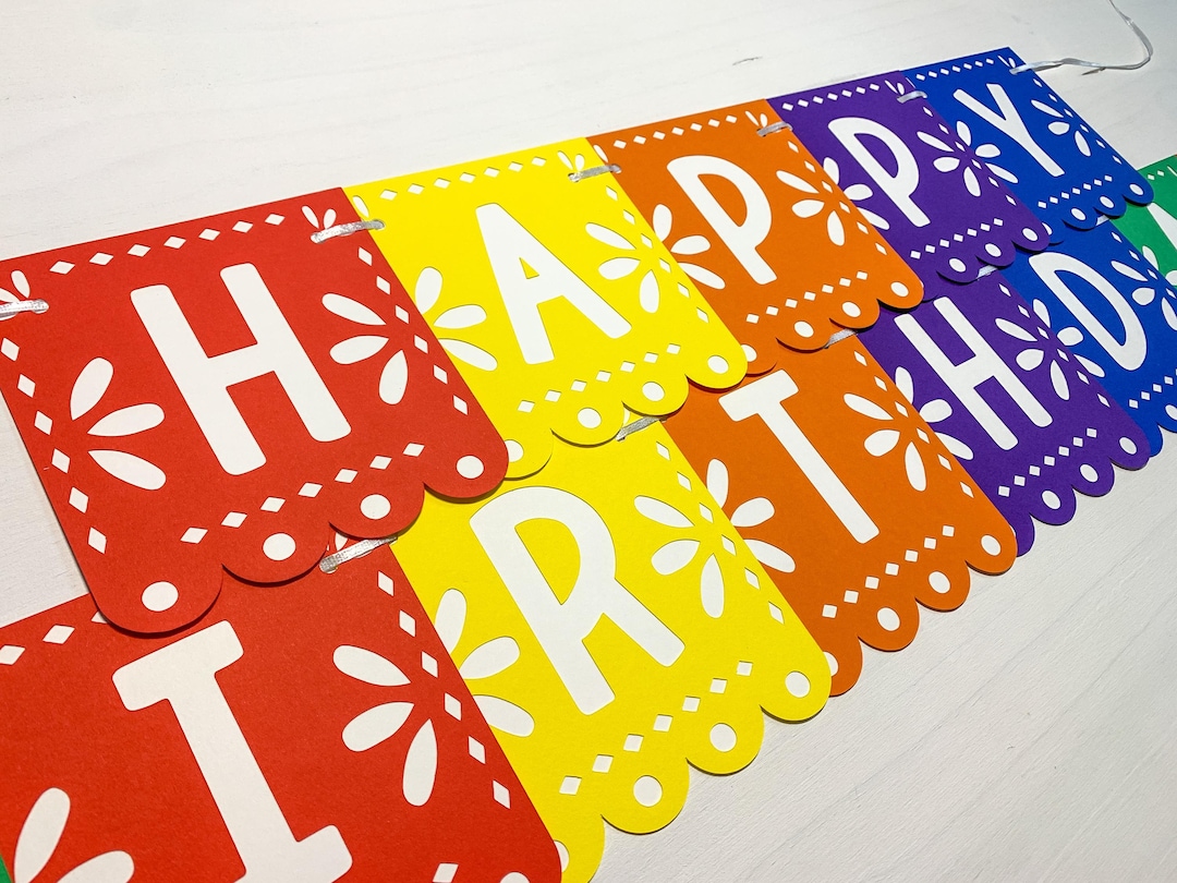 Fiesta Papel Picado Happy Birthday Banner Decoration - Etsy