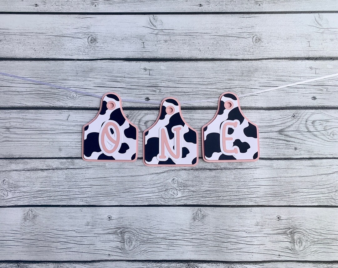 Holy Cow I'm One Pink Cow Ear Tag Theme Highchair Banner Decoration - Etsy