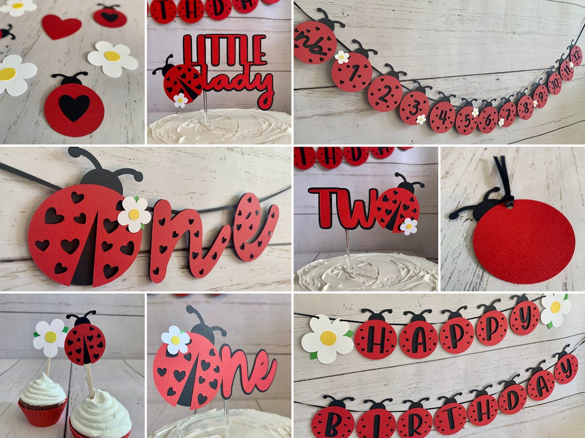 Ladybug Happy Birthday Banner Birthday Decoration - Etsy