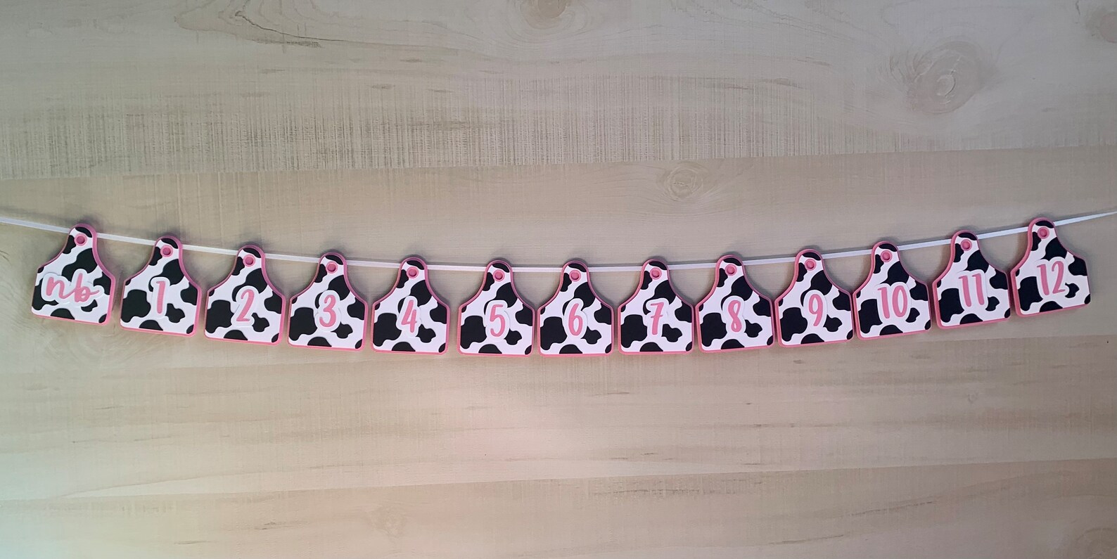 Holy Cow Im One Pink Cow Ear Tag Monthly Photo Banner Prop - Etsy