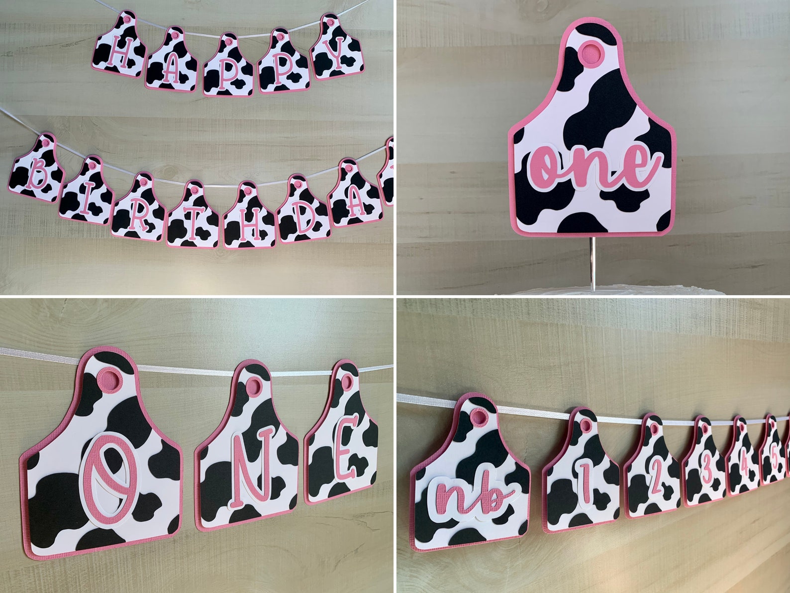 Holy Cow Im One Pink Cow Ear Tag Monthly Photo Banner Prop - Etsy