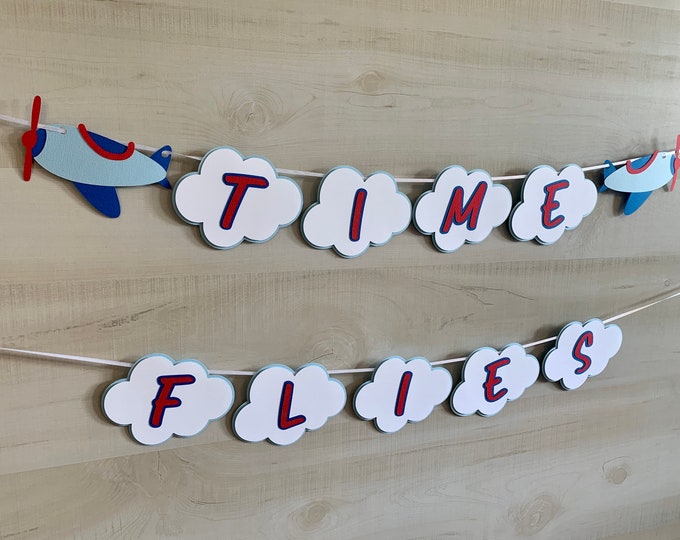 Vintage Airplane Time Flies Theme Birthday Party Banner Decoration - Etsy