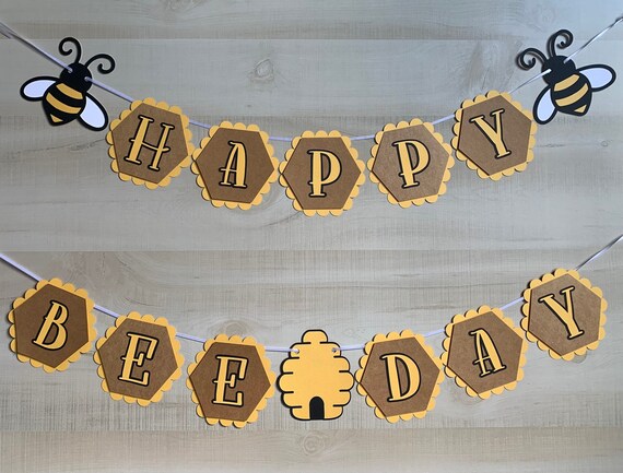 Happy Bee Day Bee Theme Birthday Banner Decoration - Etsy