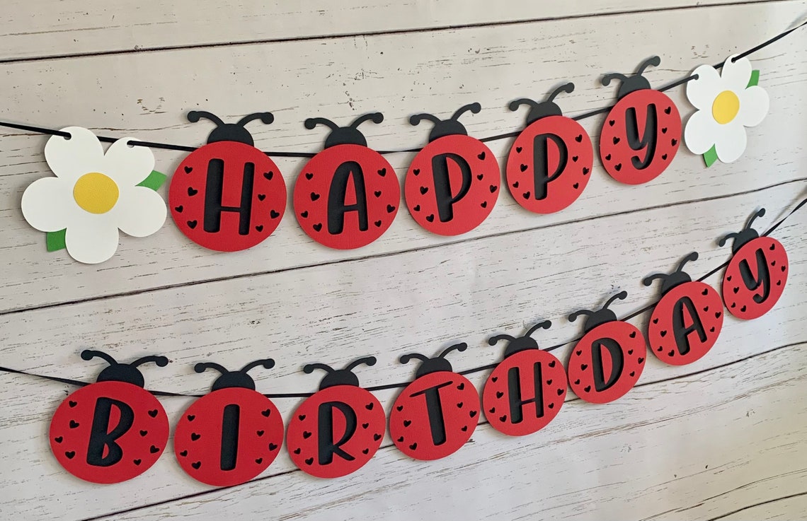 Ladybug Happy Birthday Banner Birthday Decoration - Etsy
