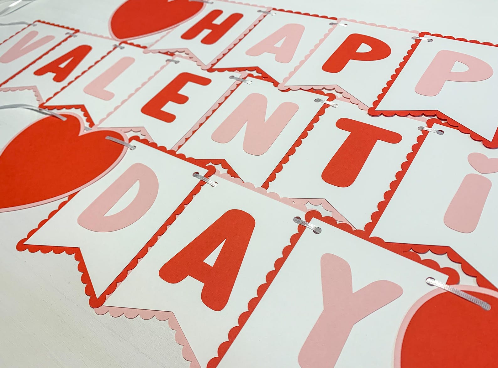 Red Pink Happy Valentine's Day Banner Paper Party Decoration - Etsy