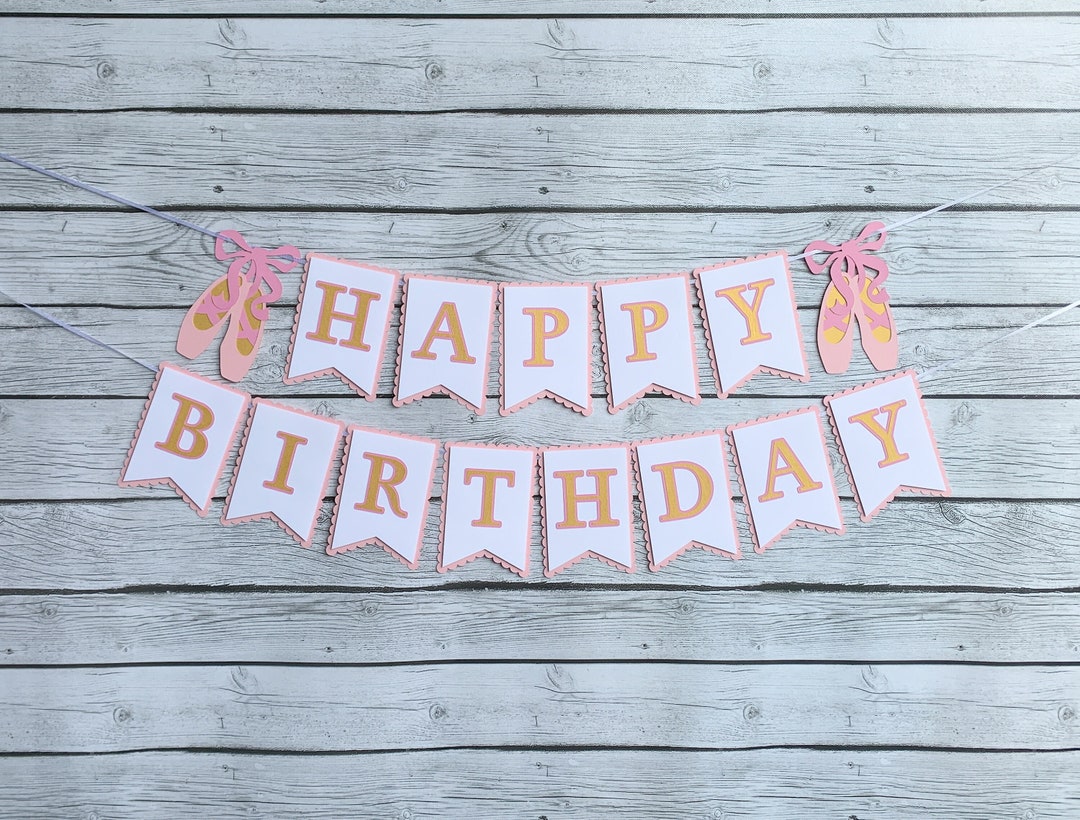 Ballerina Birthday Banner Decoration Pink and Gold Tutu Cute - Etsy