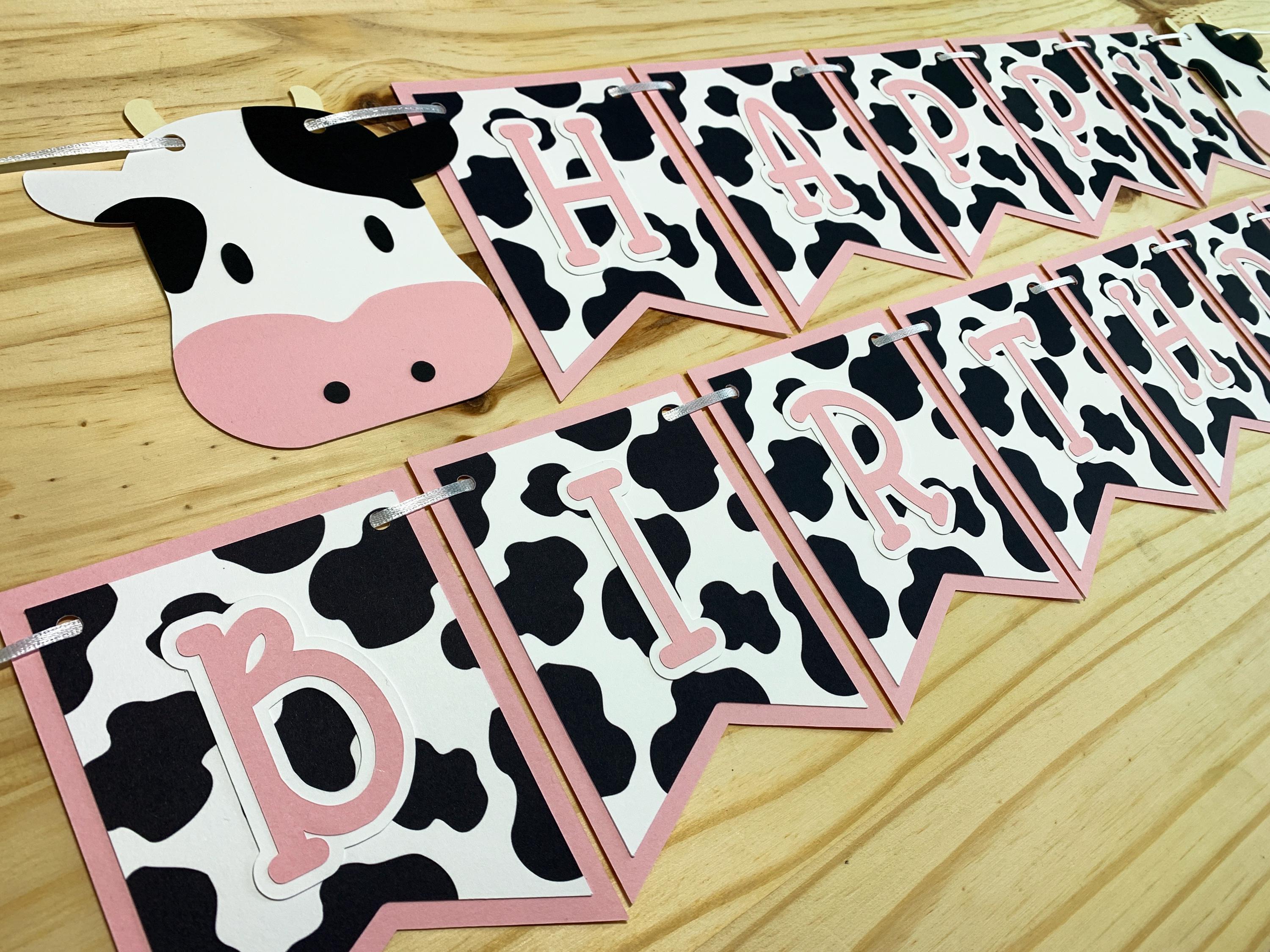 Holy Cow I'm One Pink Cow Theme Happy Birthday Banner Decoration - Etsy