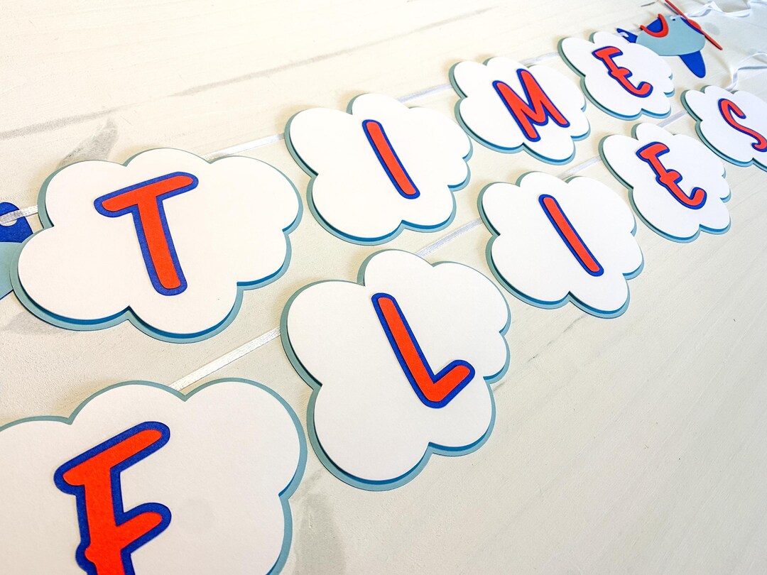 Vintage Airplane Time Flies Theme Birthday Party Banner Decoration - Etsy