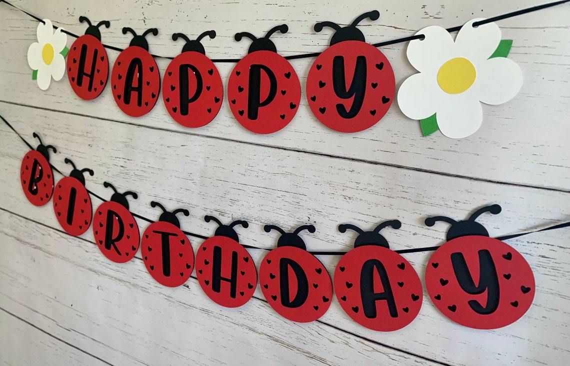 Ladybug Happy Birthday Banner Birthday Decoration - Etsy