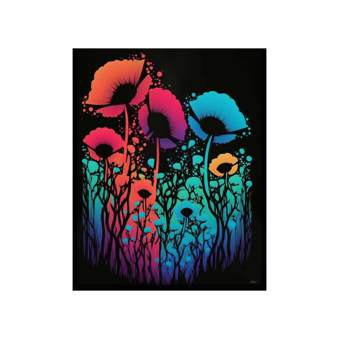 Neon Poppies Poppy Ai Wall Art Poppy Ai Prints Poppy Wall - Etsy