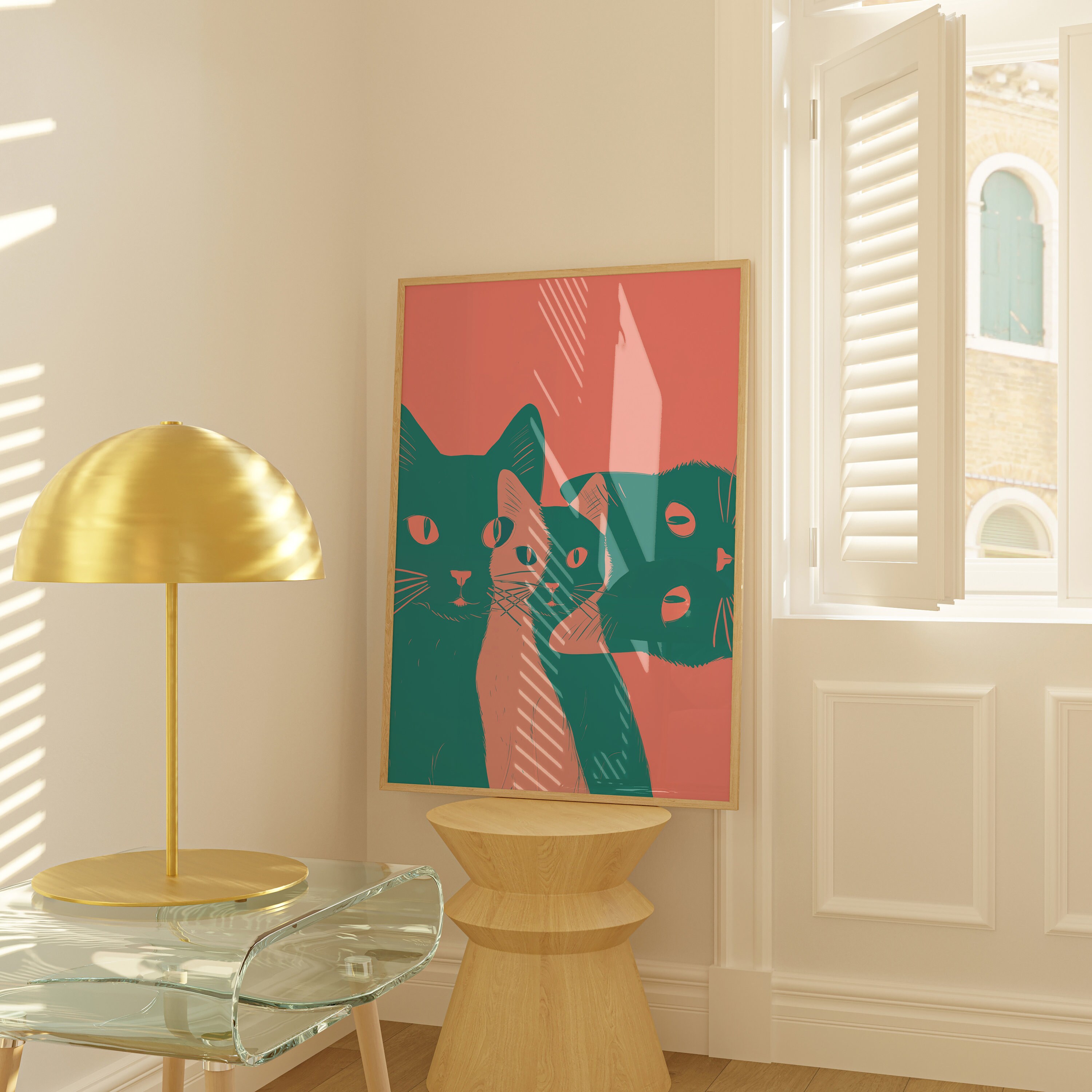 Eclectic Cat Printable Wall Art Cat Poster Decor Funky Apartment Decor ...