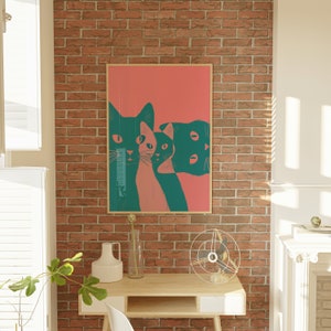 Eclectic Cat Printable Wall Art Cat Poster Decor Funky Apartment Decor ...