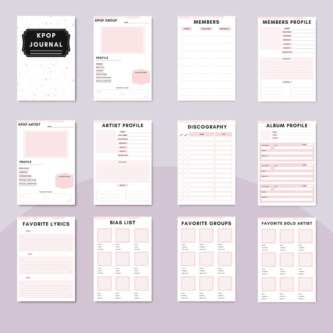 Kpop Journal Printable / Kpop Idols Tracker / Kpop Gift / - Etsy