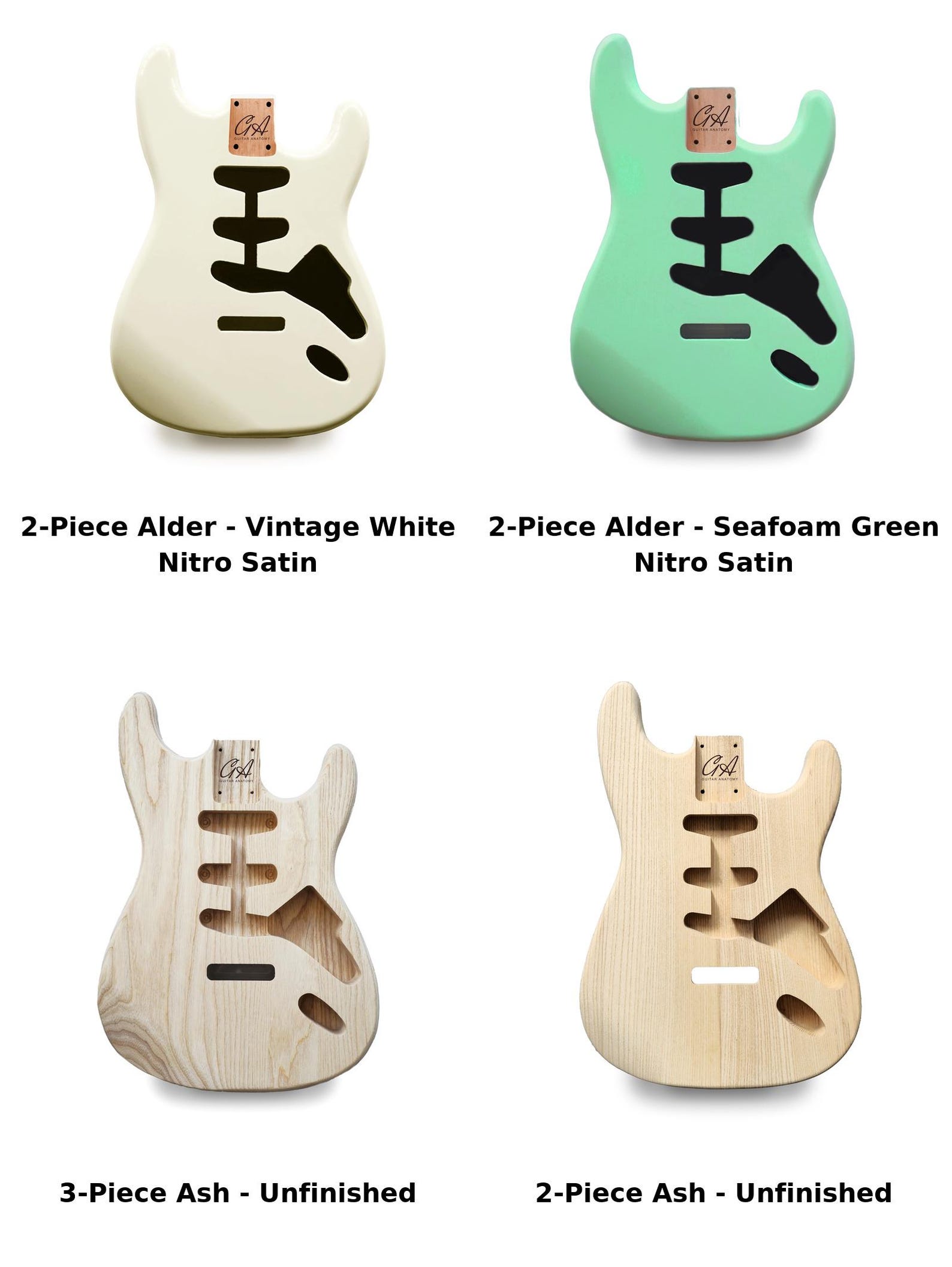 Strat Guitar Body Nitro, Poly, Unfinished Alder Ash Guitar Anatomy ...