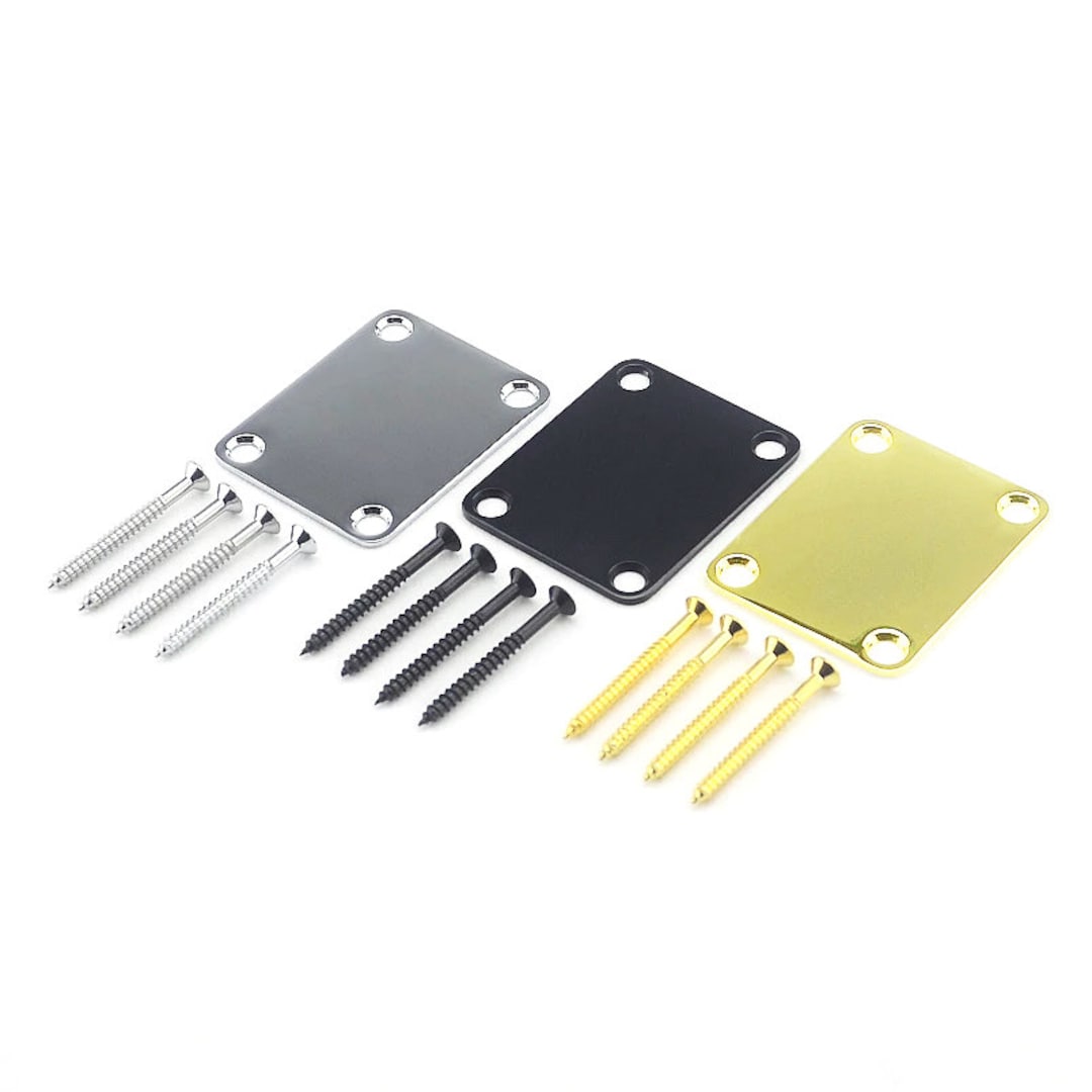 Neck Plate for Stratocaster and Telecaster Guitars - Chrome Black Gold ...