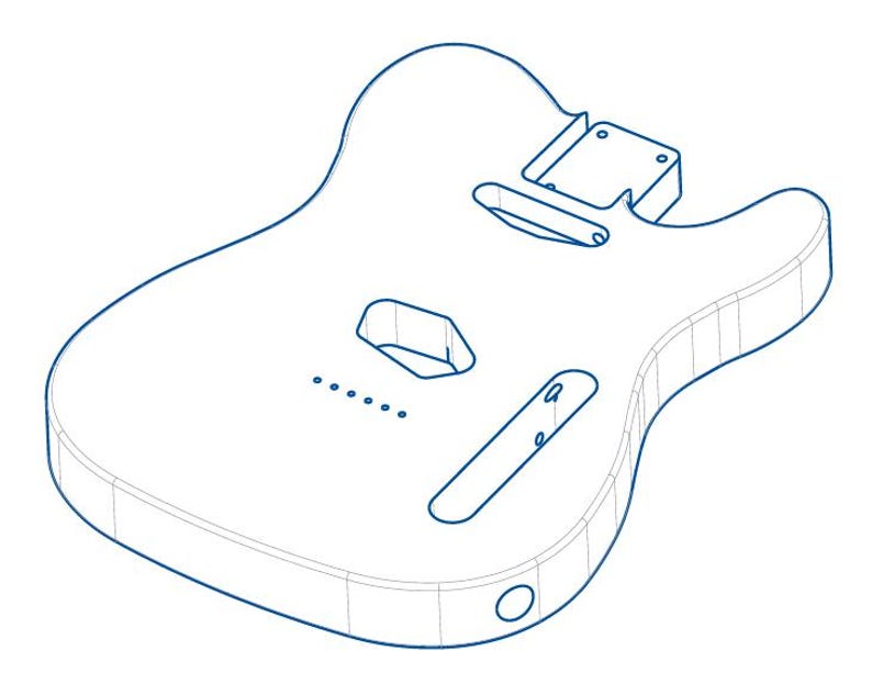 Tele Guitar Body Nitro, Poly, Unfinished Alder Ash Guitar Anatomy ...