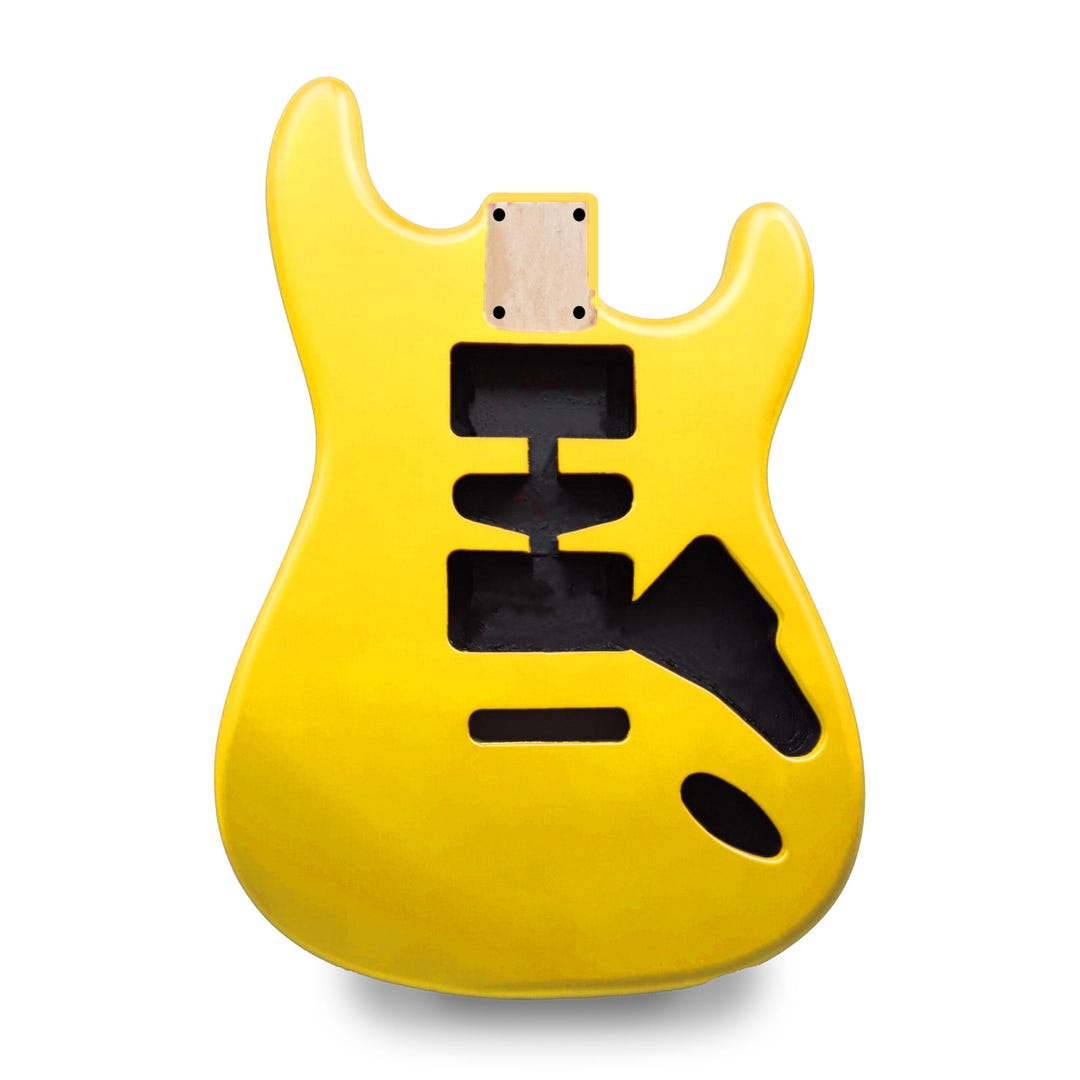 Stratocaster Guitar Body HSH Graffiti Yellow Nitro Satin 2 Piece ...
