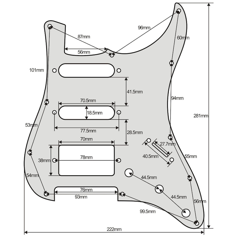 Stratocaster HSS Humbucker Pickguard Scratchplate to Fit Fender USA MEX ...