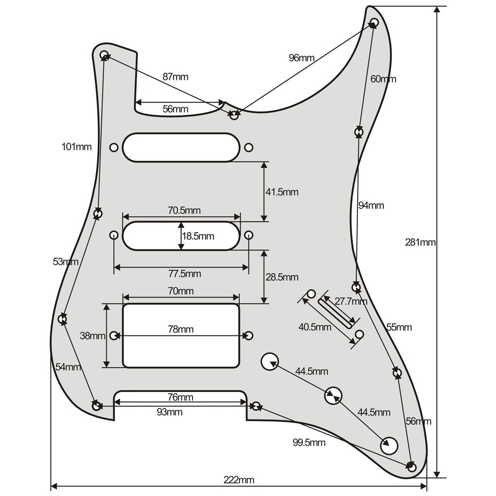 Stratocaster HSS Humbucker Pickguard Scratchplate to Fit Fender USA MEX ...