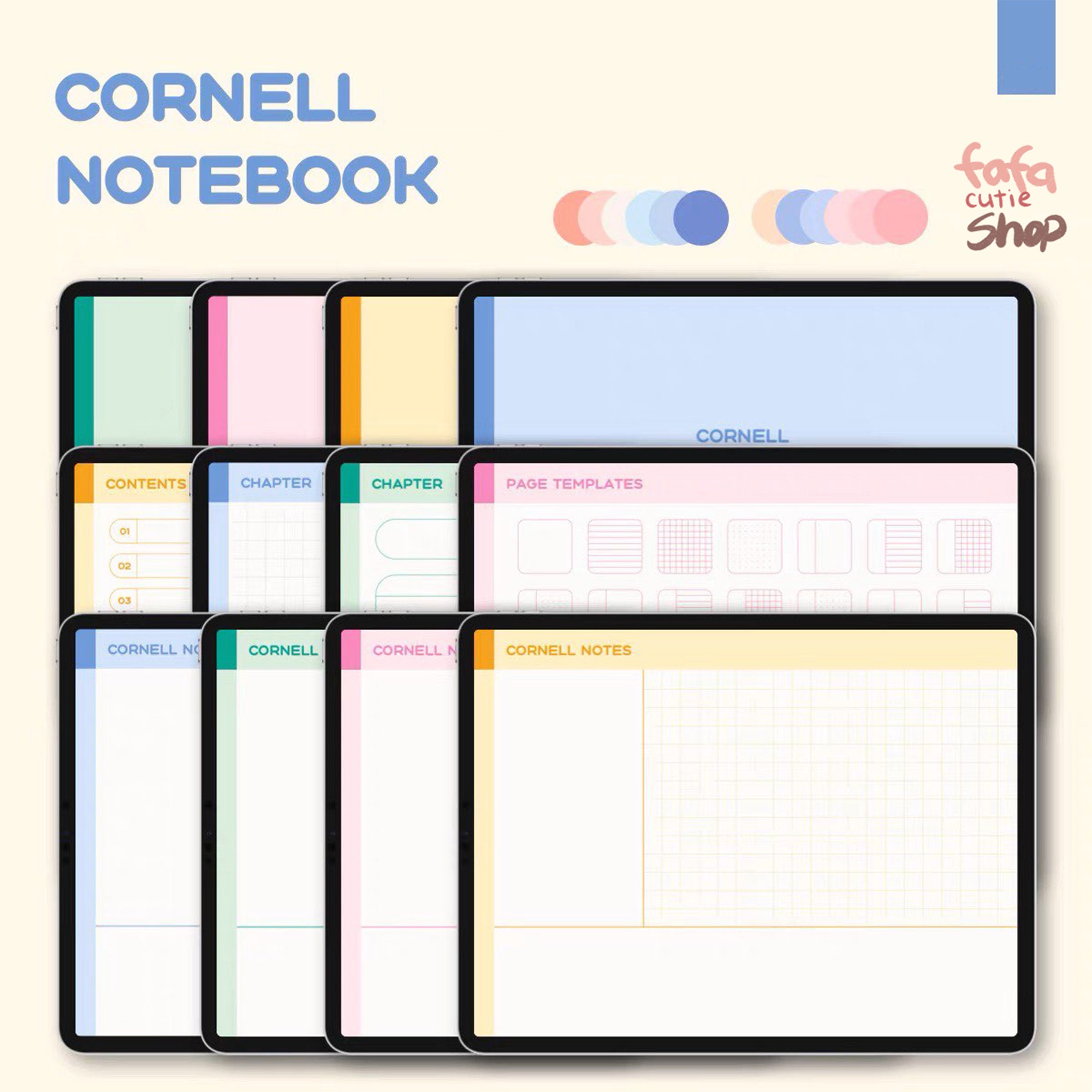 Pink Pastel Color Digital Notebook Vocabulary Notebook Cornell Digital ...