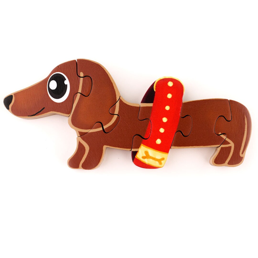 Wooden Puzzle Toy Dachshund Puppy Sausage Dog Tonik - Etsy