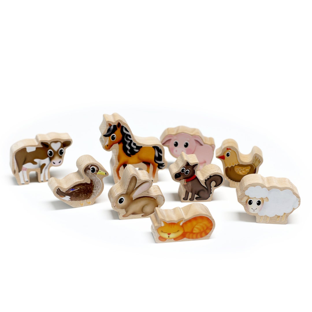 Wooden Animal Play Set - FARM ANIMALS - Etsy