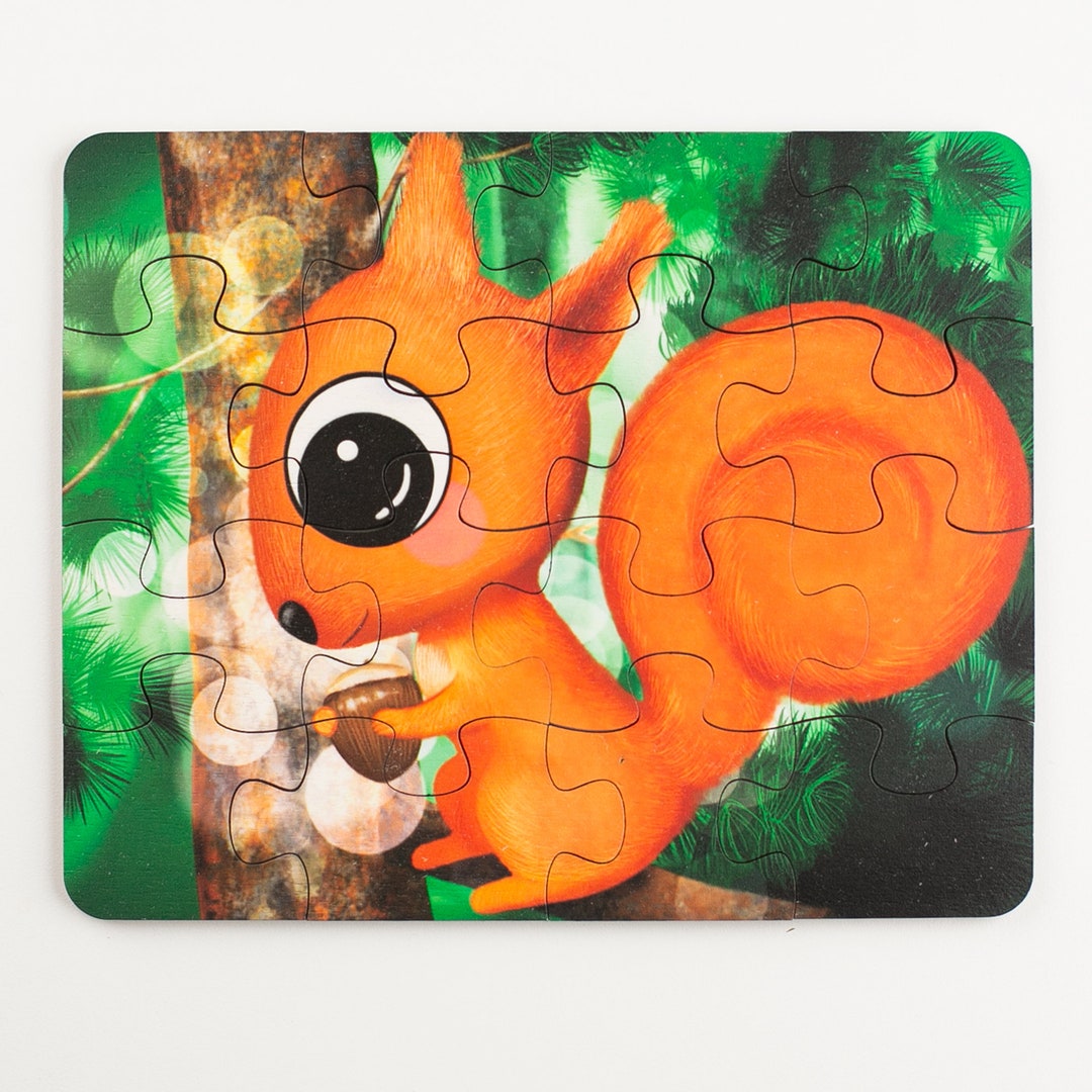 Wooden Puzzle Squirrel 9/16/30 Pieces - Etsy