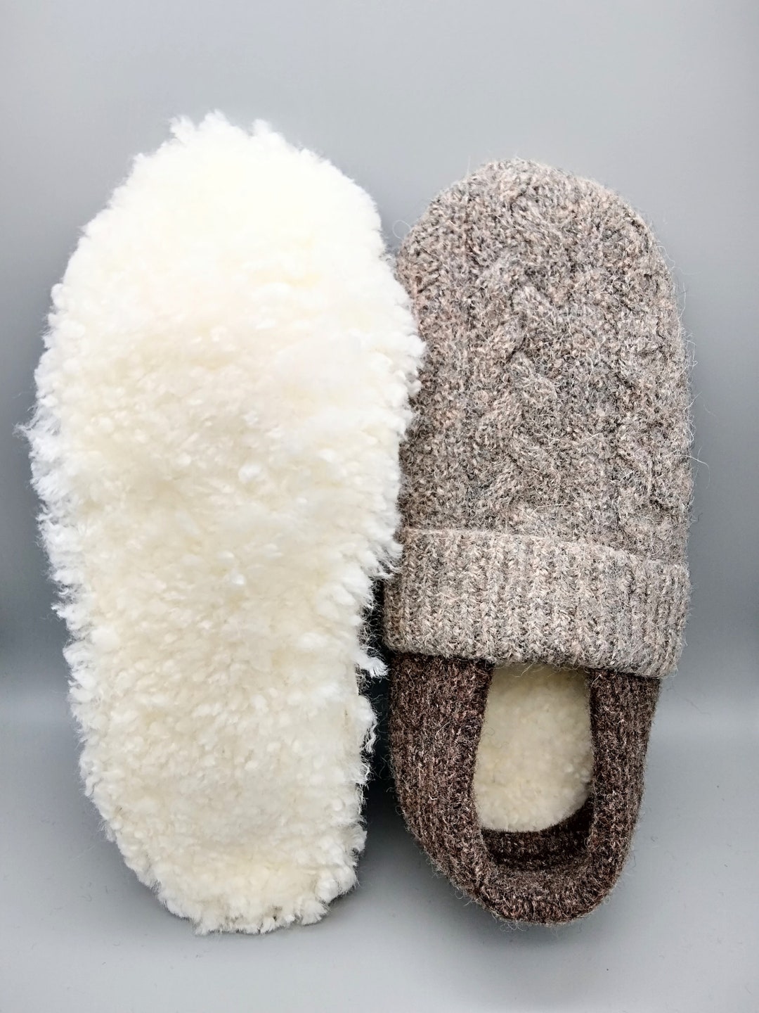 MEN'S Felt Wool and Shearling Slippers (10) - Etsy