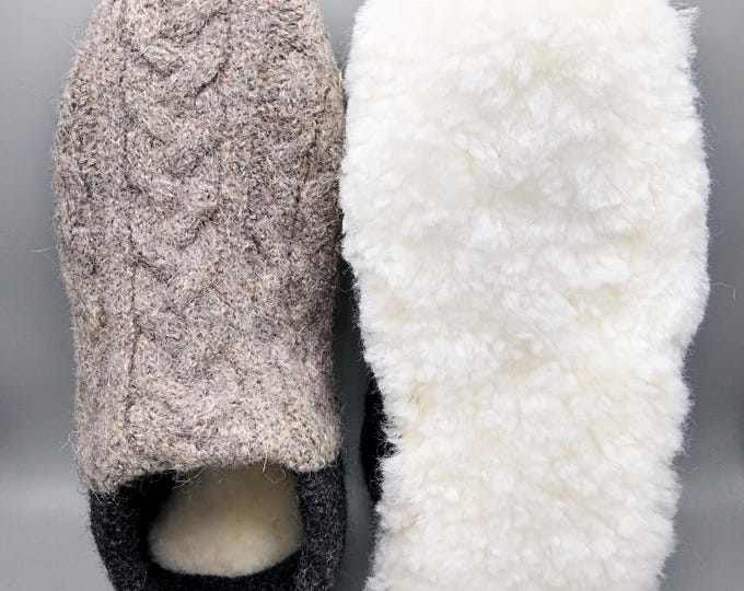 MEN'S Felt Wool and Shearling Slippers (10) - Etsy