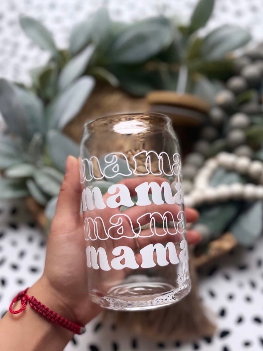 Mama Glass Glass for Mom Iced Coffee Glass Minimalistic - Etsy