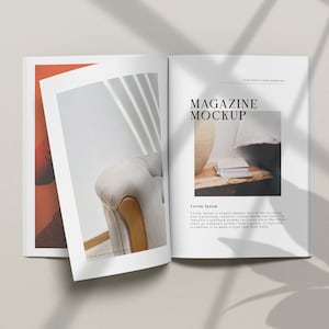 A4 Magazine Mockup Top View Shadow Overlay, Realistic and Professional ...