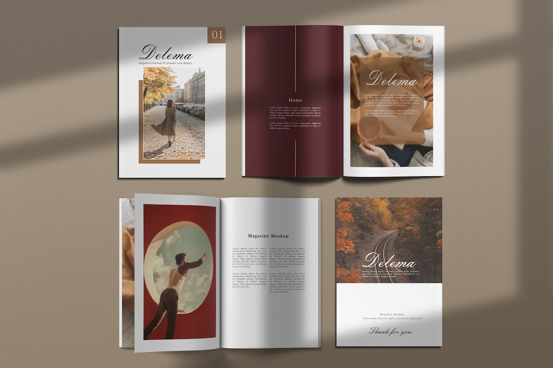 A4 Magazine + Overlay Shadow Mockup - Etsy
