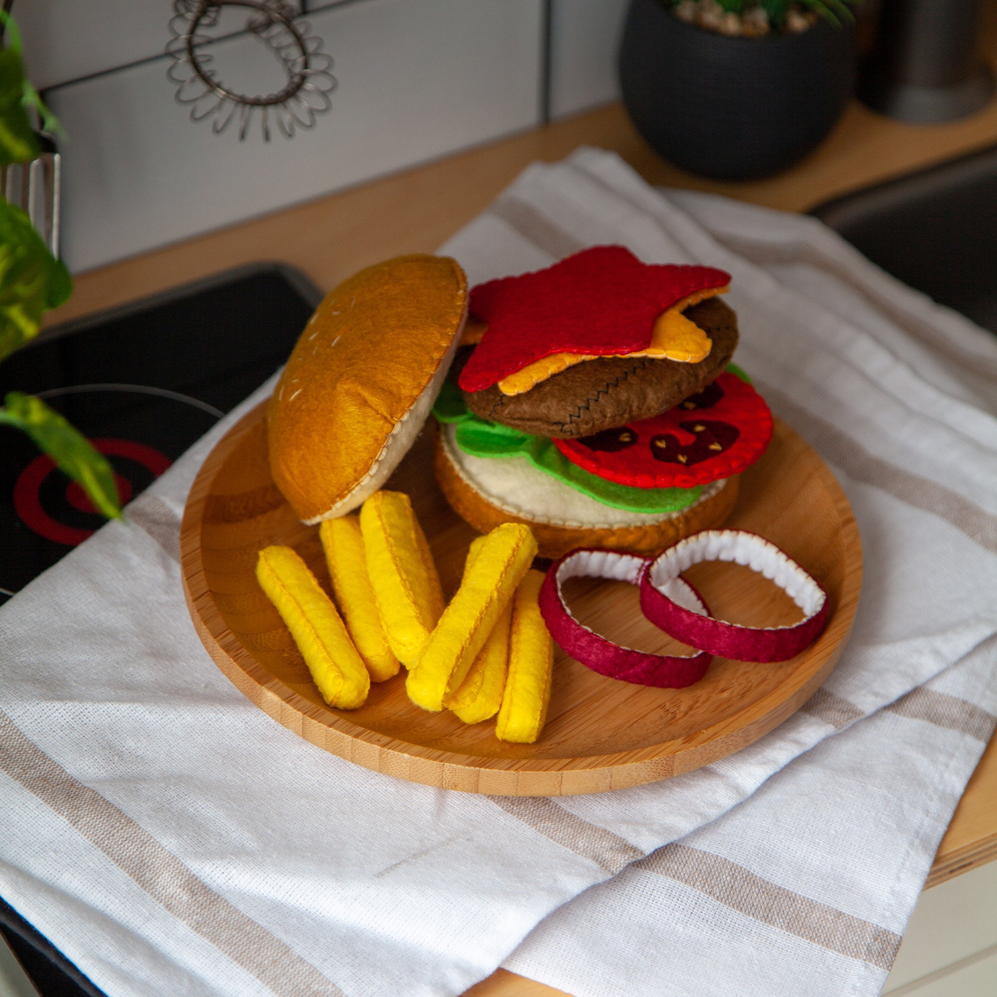 Play Food | Felt Hamburger Play Set - Felt Toys, Felt Food, Role ...