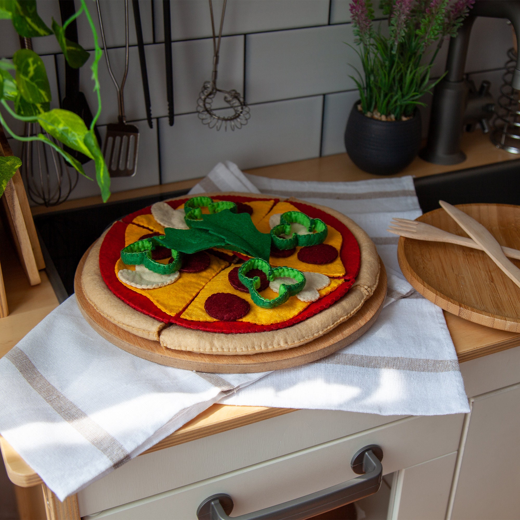 Play Food Felt Pizza Play Set Felt Toys, Felt Food, Role-playing Toys ...