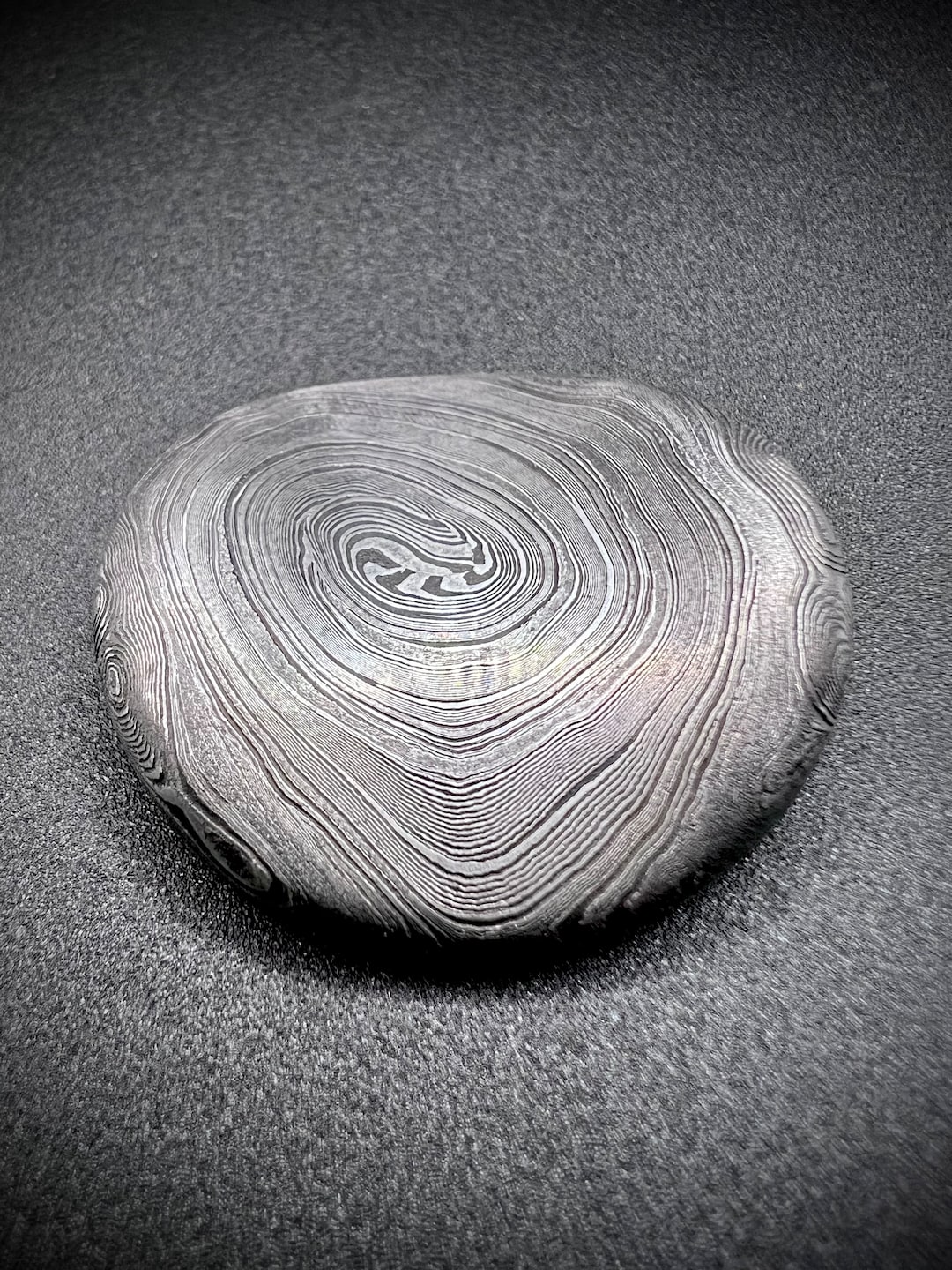 Jelly Roll Damascus Worry Stone • Hand-forged EDC Pocket Stone Fidget ...