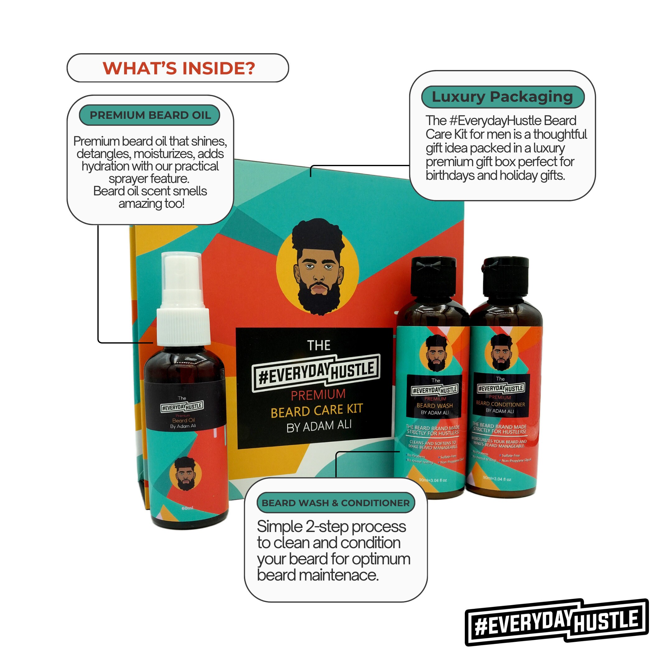 Everydayhustle Premium Beard Care Kit – Shampoo, Conditioner & Oil - Etsy
