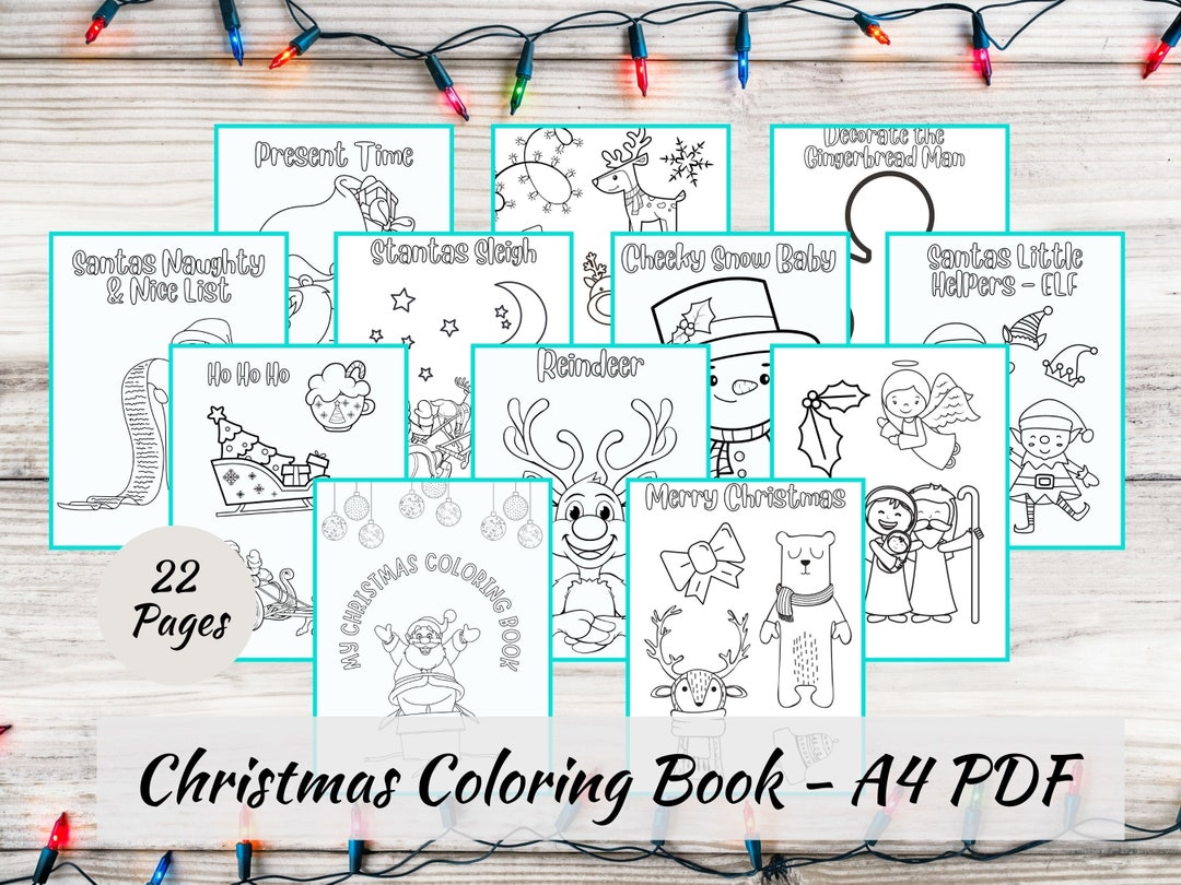 Christmas Coloring Pages for Kids A4 PDF Printable Digital, 22 Pages ...