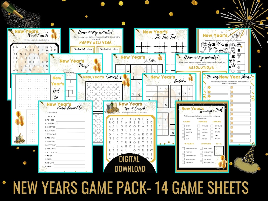 New Years Game Bundle for Kids and Adults Printable Party Games Digital ...