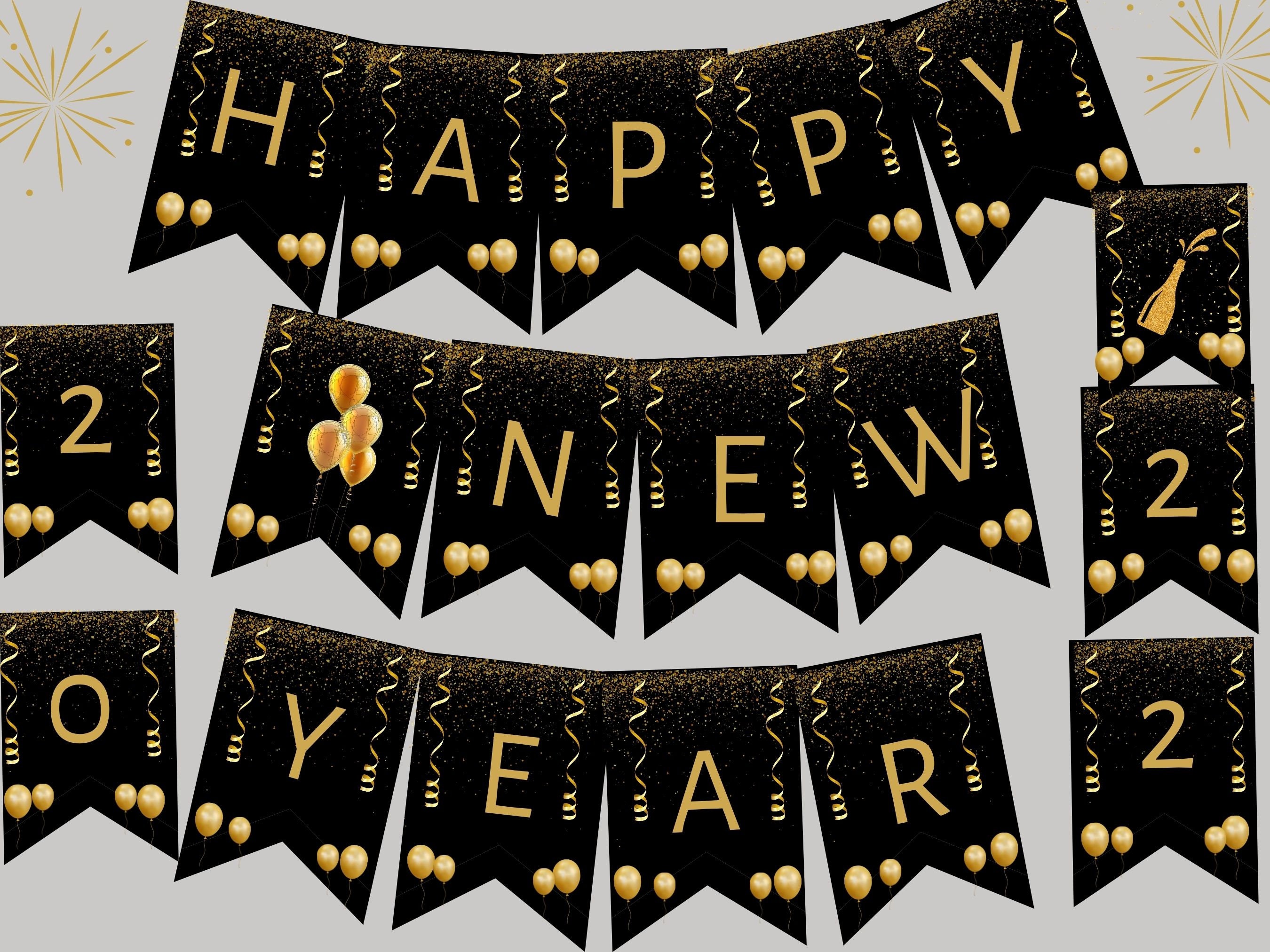 Happy New Year Banner 2022 New Years Theme PRINTABLE A4 PDF Digital New ...
