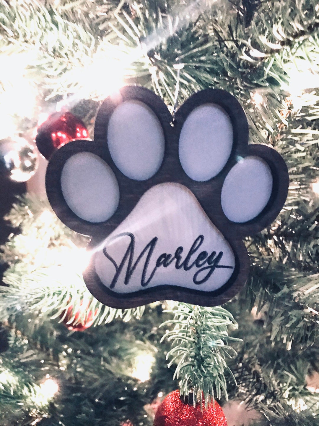 Wooden Paw Print Ornament Dog Paw Memorial Rustic Wood - Etsy