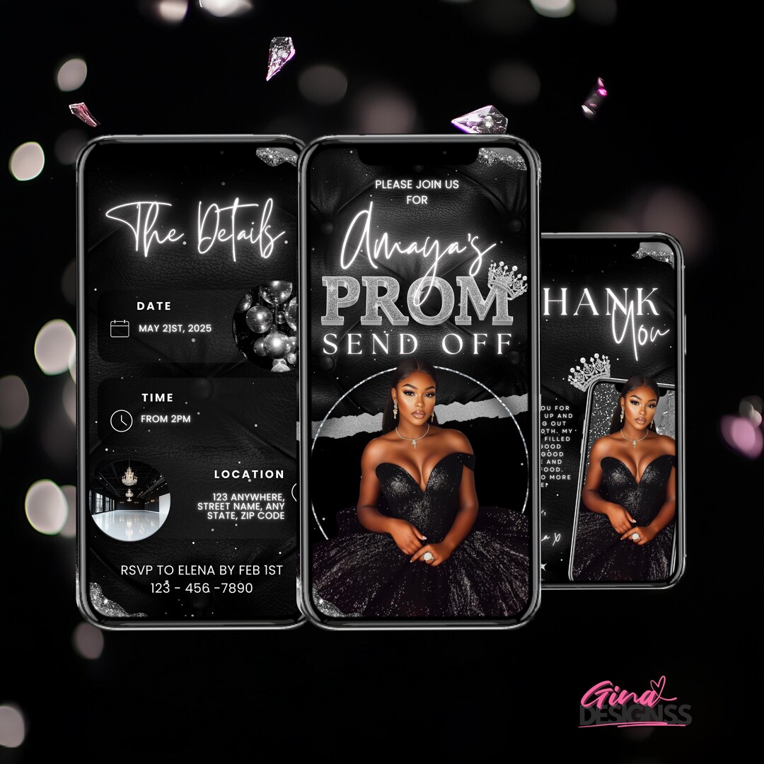 Prom Send off Invitation Digital Send off Flyer Silver Glam Prom Send ...